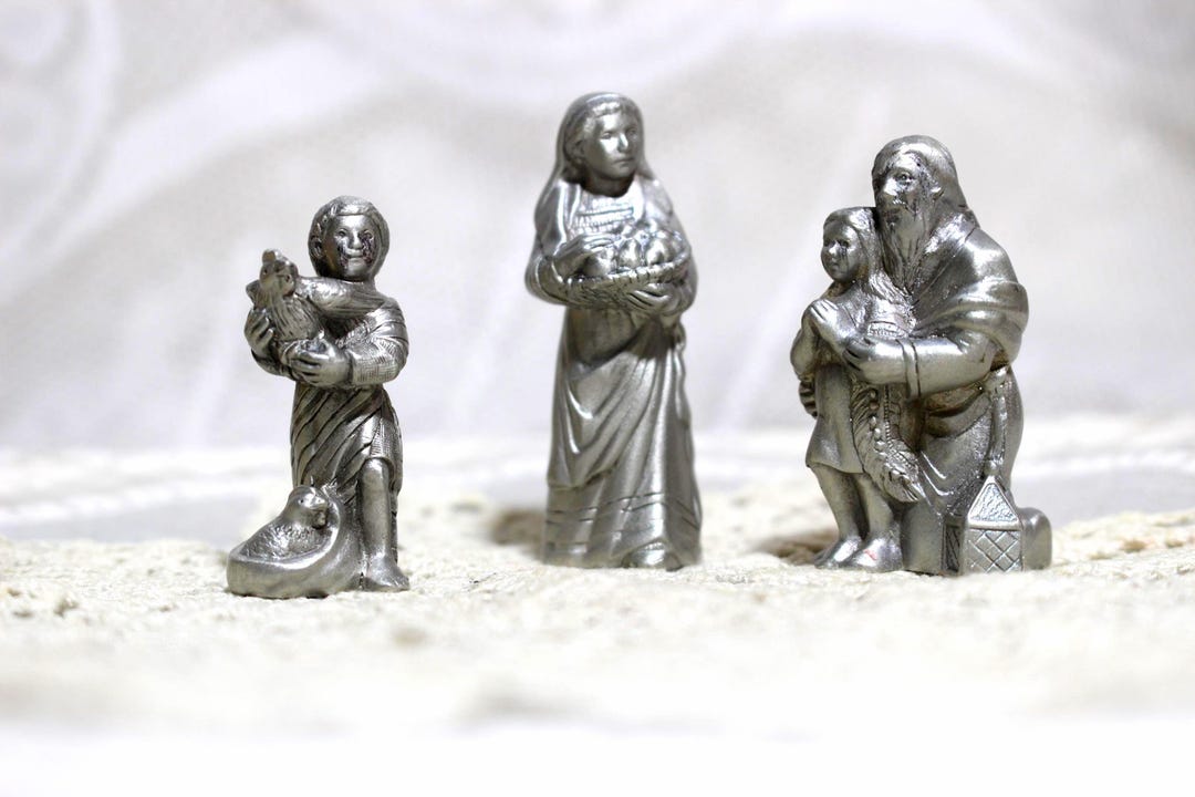 3 Vintage Nativity Pewter Miniature Figurines by Pewter Port, Keepers ...