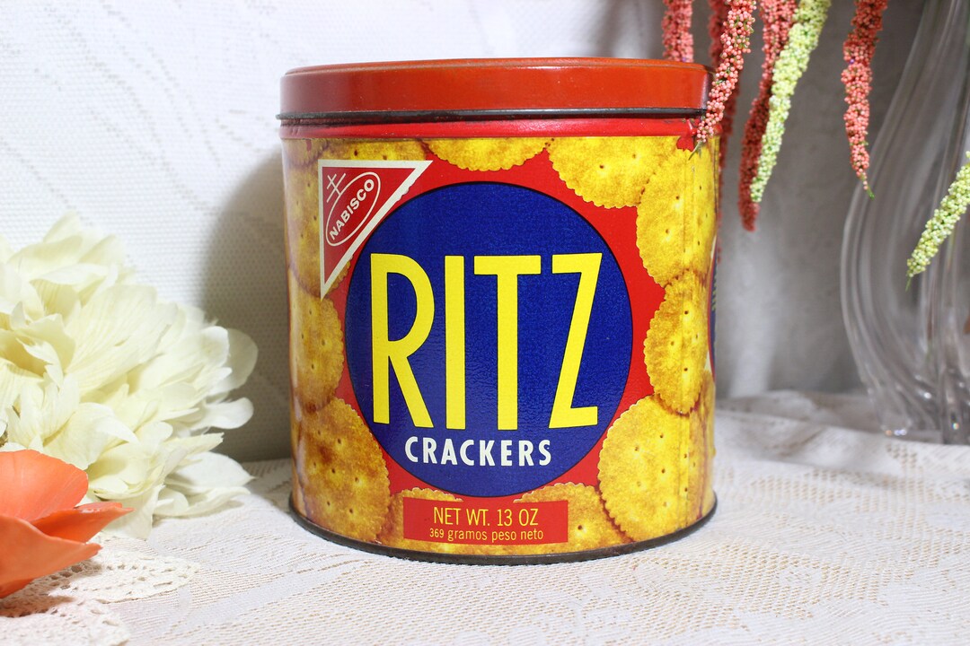 Vintage Ritz Crackers Tin Can Ad Graphics Collectible, 1977 Nabisco Inc ...