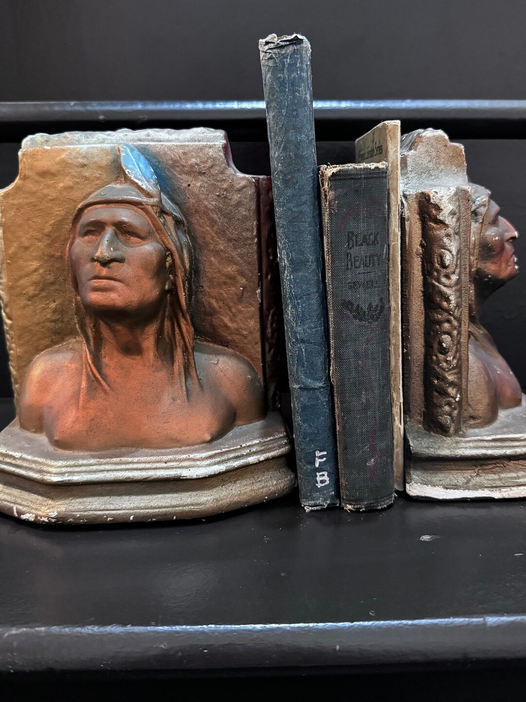 Vintage Native American Indian Chalkware Bookends - Etsy