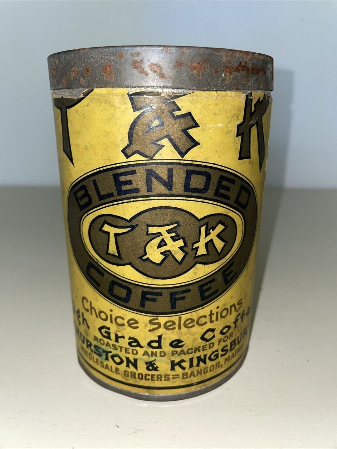 T & K Brand Coffee Tin Paper Label Thurstan and Kingsbury Grocers ...