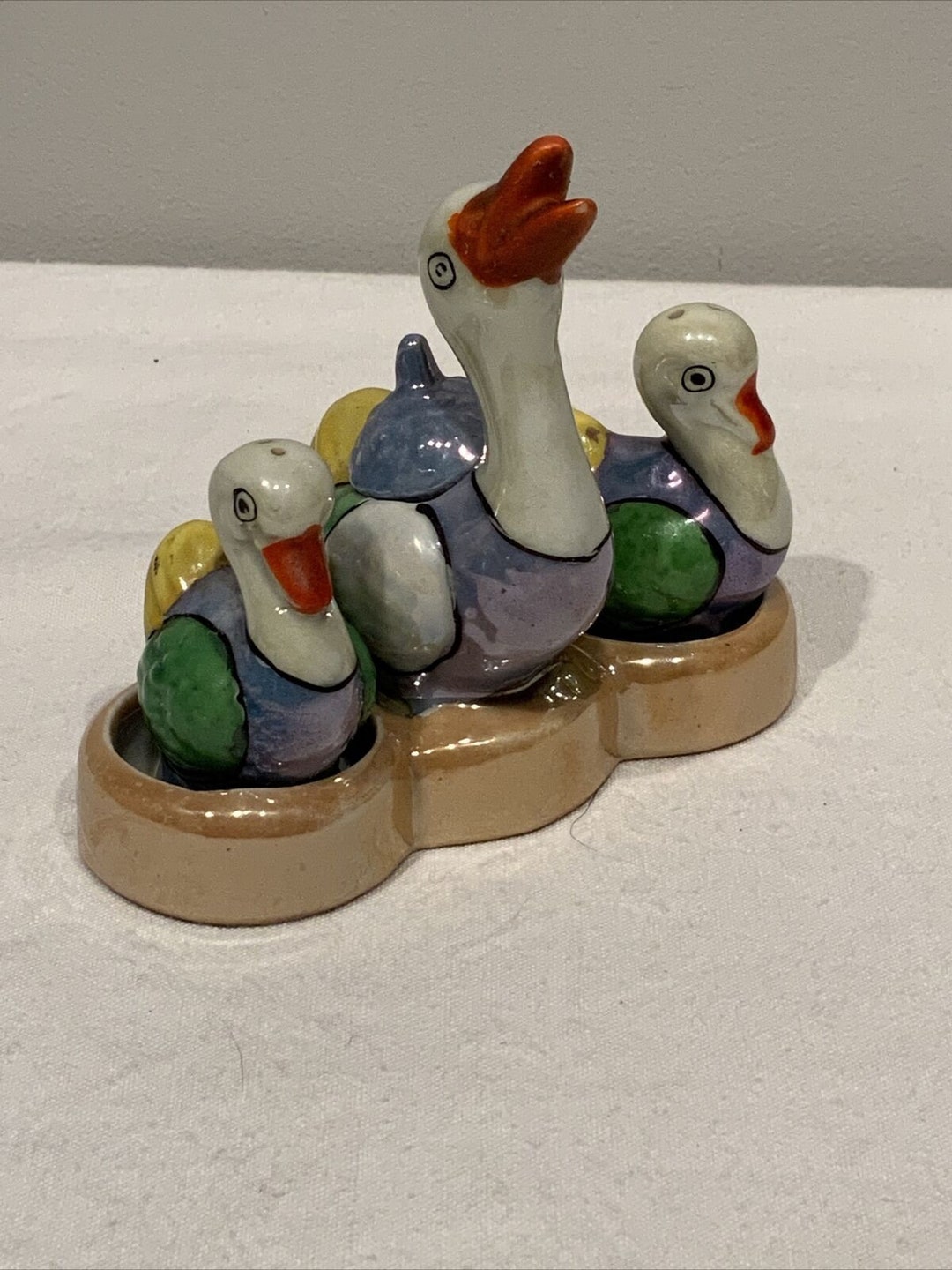 Vintage Lusterware Duck Swan Condiment Set Salt & Pepper Shaker and ...