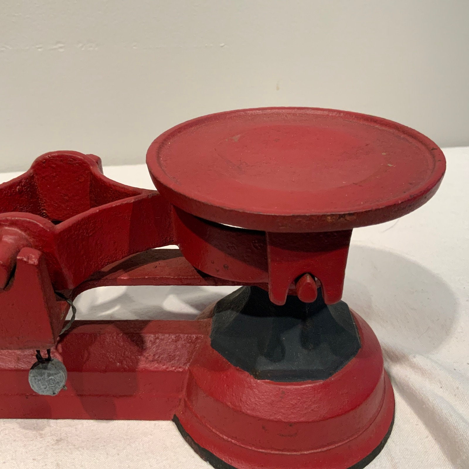 Antique Cast Iron Balance Scale General Store Candy 1lb Weight Red ...