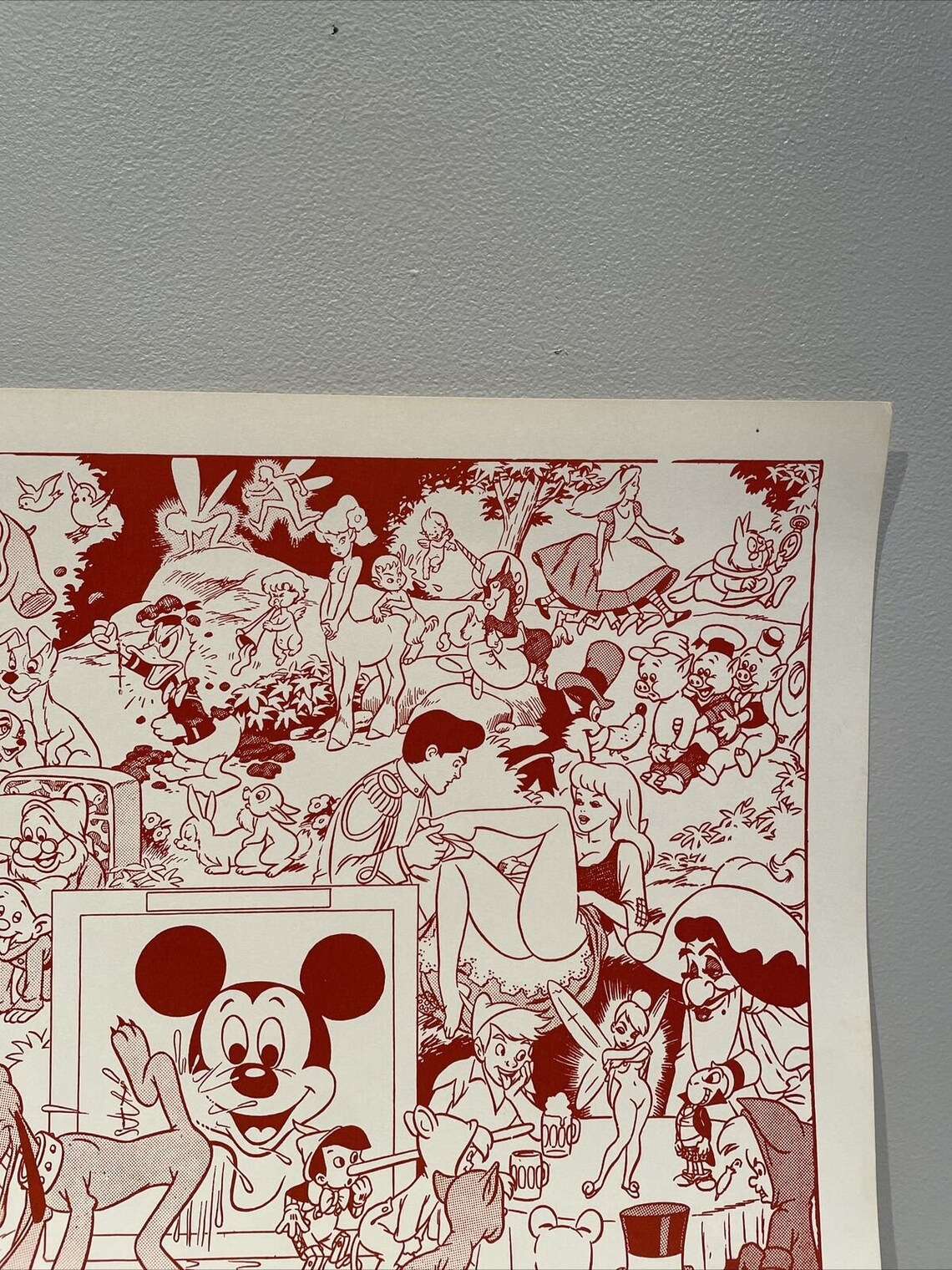 Wally Wood Disneyland Memorial Realist Art Rare Red Print Risqué Nude