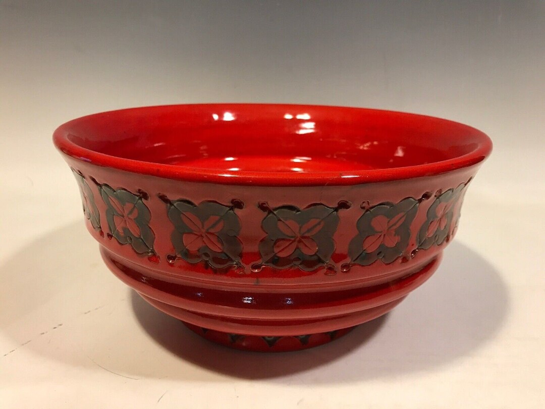 Vintage Red Mid Century Bitossi Italian Pottery, Large Center Bowl ...