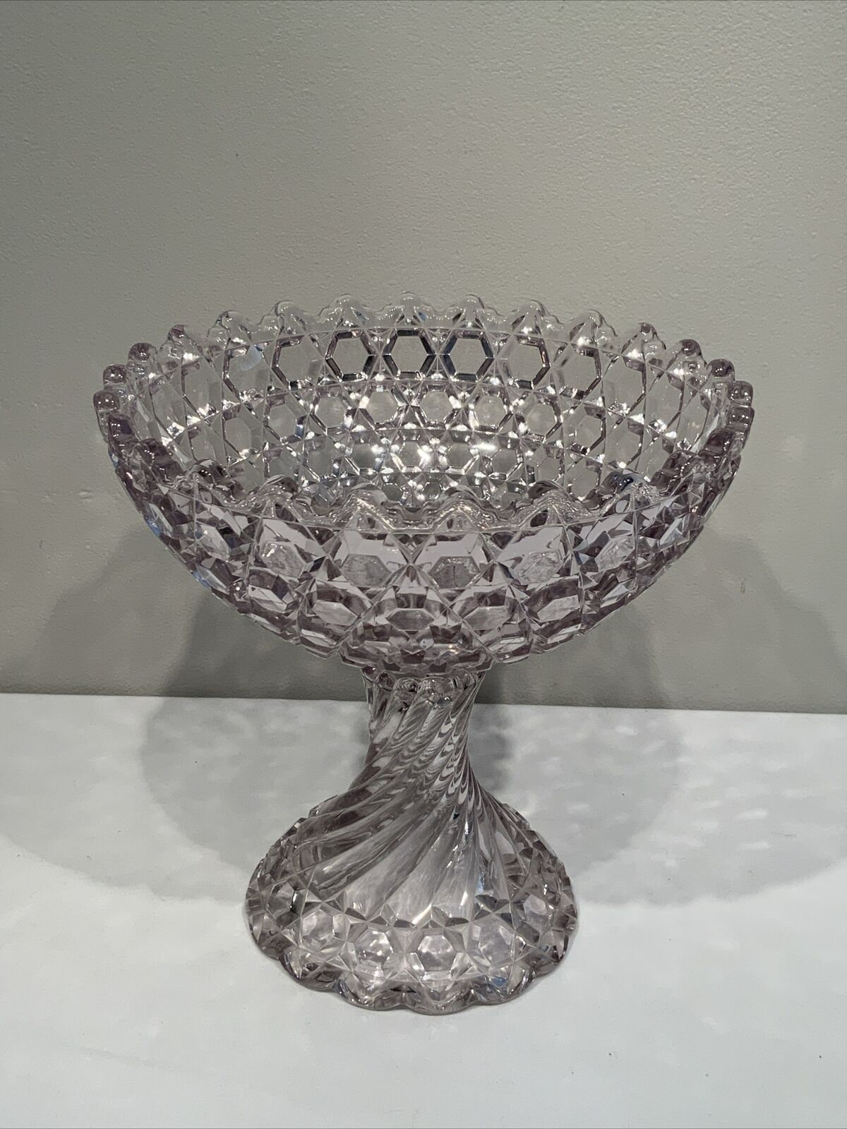 EAPG George Duncan & Son “beveled Buttons” Glass Pedestal Compote Ca ...