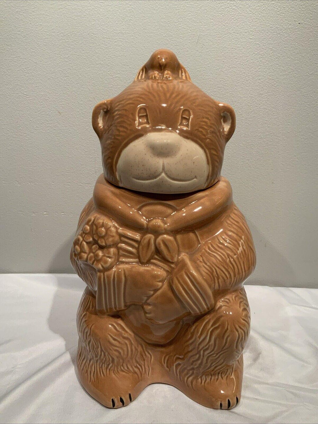 Vintage Mccoy Teddy & Friend Cookie Jar Teddy Bear and Bird, Monkey ...