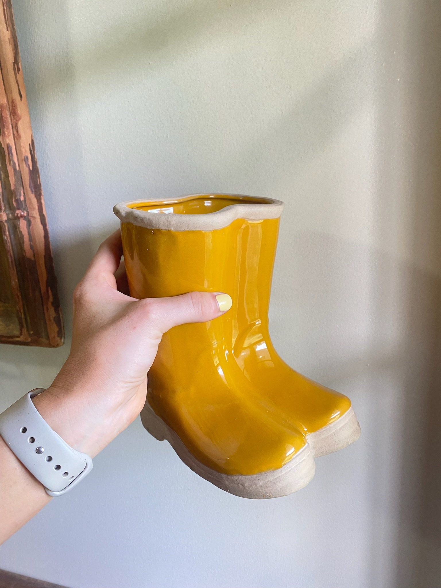 Yellow Rain Boot Vase and Planter, Housewarming Gifts, Grandmillennial ...