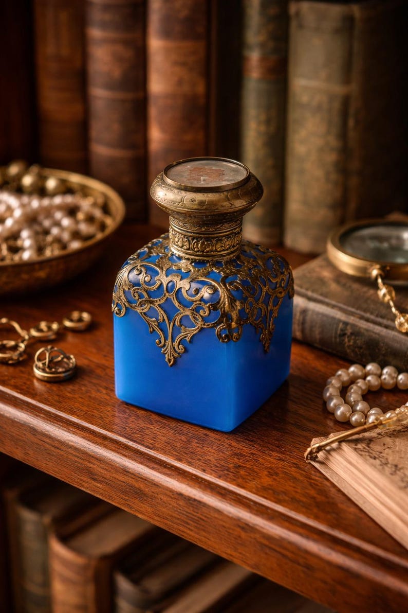 French Grand Tour Palais Royal Perfume Bottle Blue Opaline Ormolu Mount ...