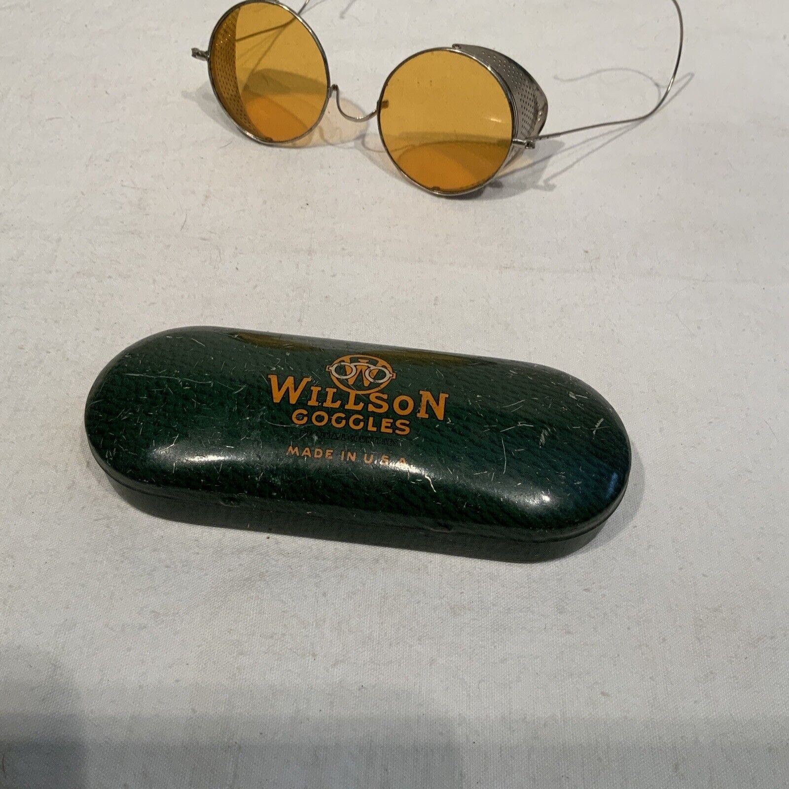 Antique Amber Universal Willson Goggles Steampunk Riding Glasses W/case ...