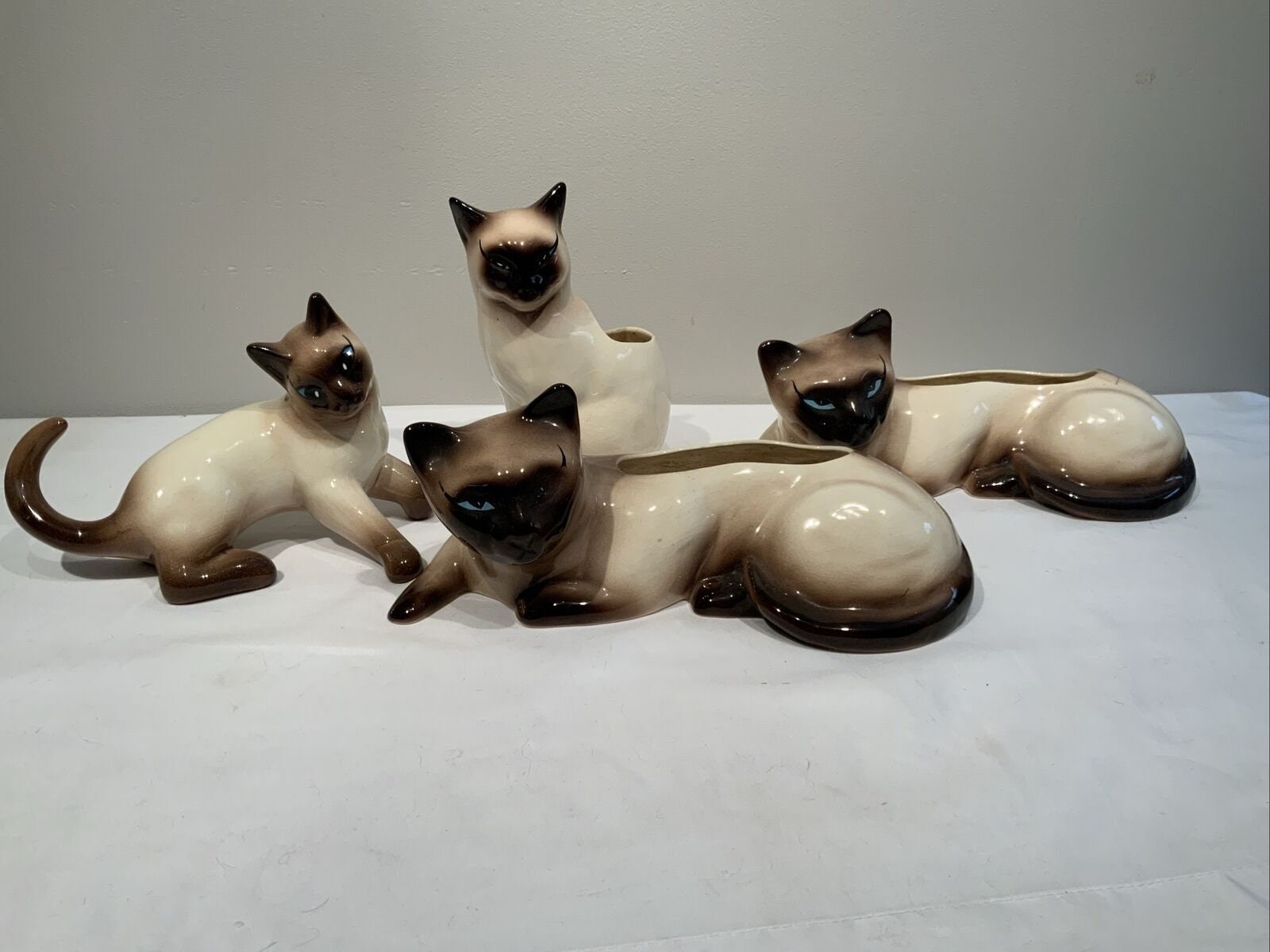 4 MCM Siamese Cats Planters Signed SNA California USA, Cat Lover Gifts ...