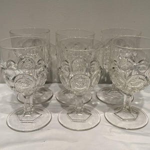 6 Bryce Walker & Co. Filley Texas Bull's Eye Water Wine Goblets EAPG ...