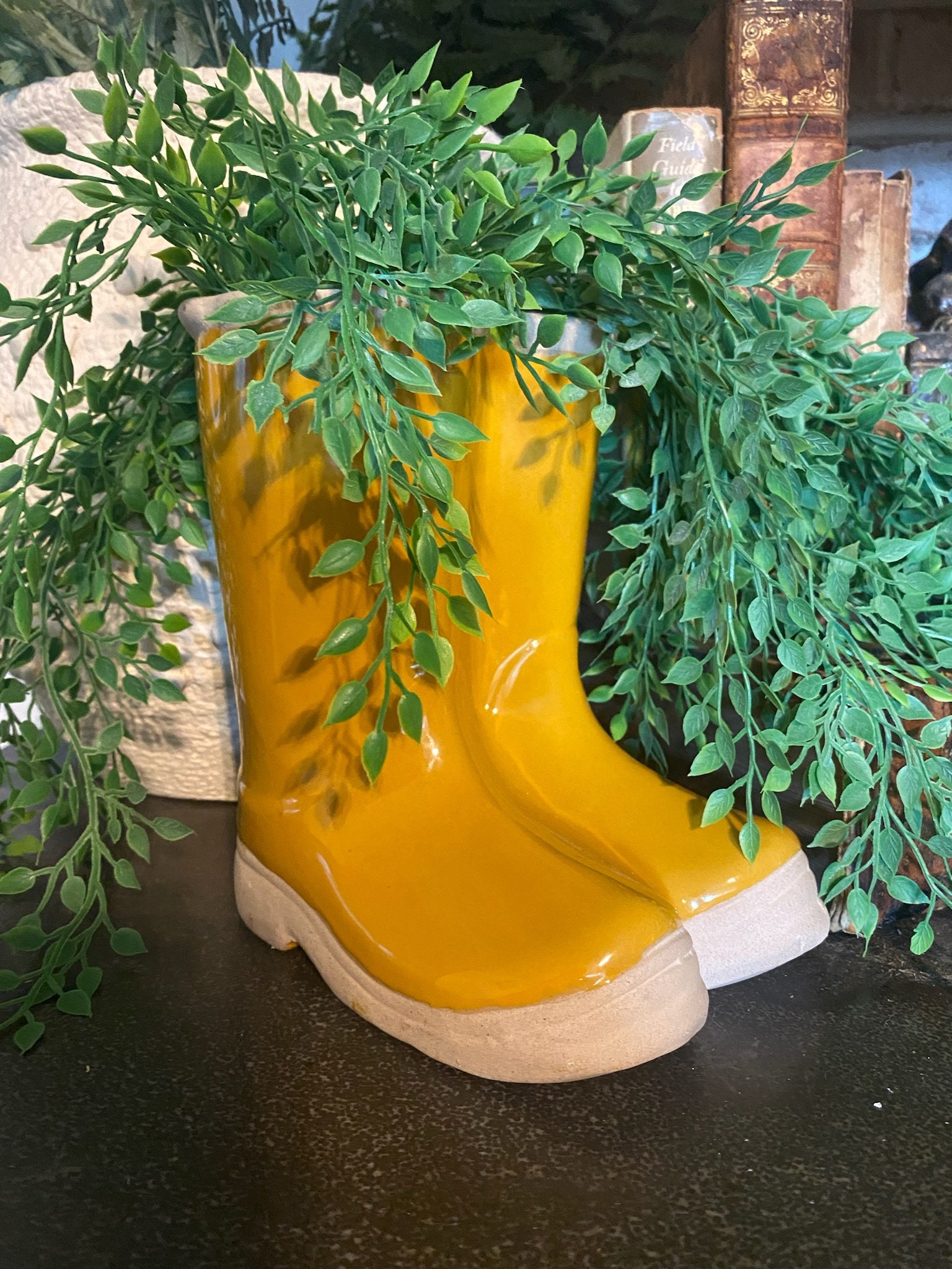 Yellow Rain Boot Vase and Planter, Housewarming Gifts, Grandmillennial ...