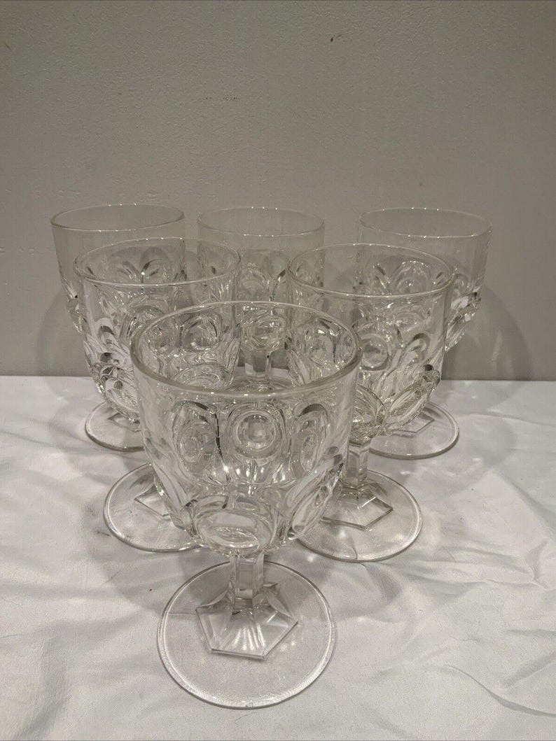 6 Bryce Walker & Co. Filley Texas Bull's Eye Water Wine Goblets EAPG ...