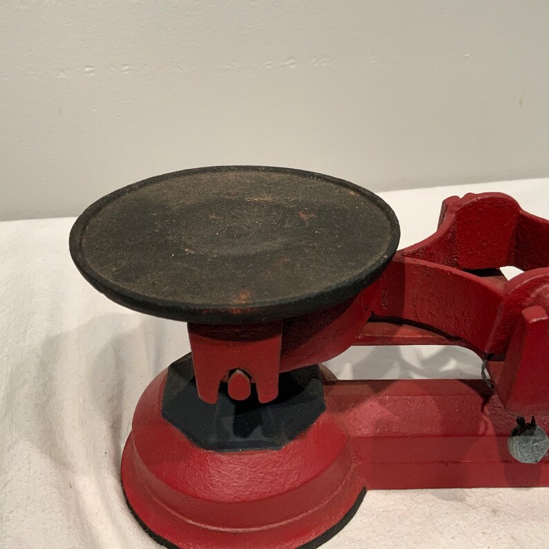 Antique Cast Iron Balance Scale General Store Candy 1lb Weight Red ...