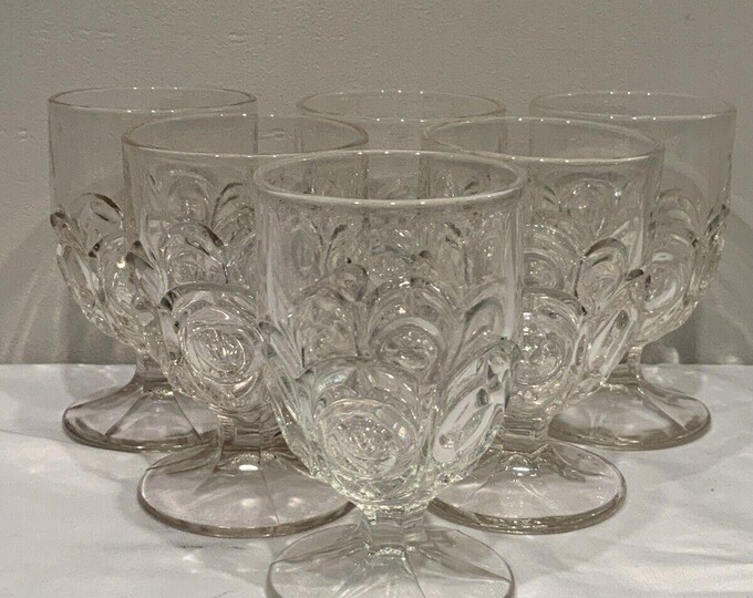 6 Bryce Walker & Co. Filley Texas Bull's Eye Footed Tumblers EAPG 1870 ...