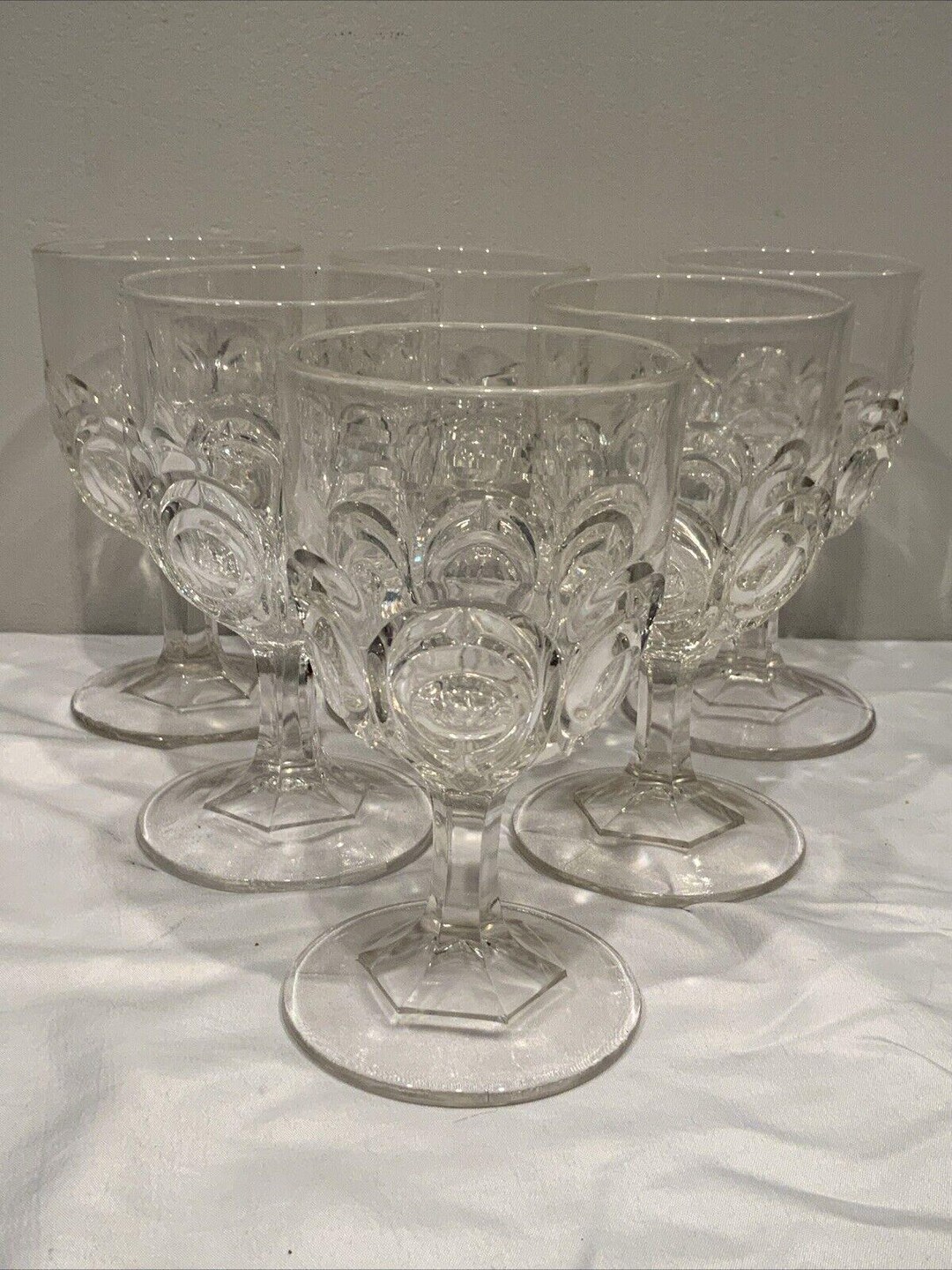 6 Bryce Walker & Co. Filley Texas Bull's Eye Water Wine Goblets EAPG ...