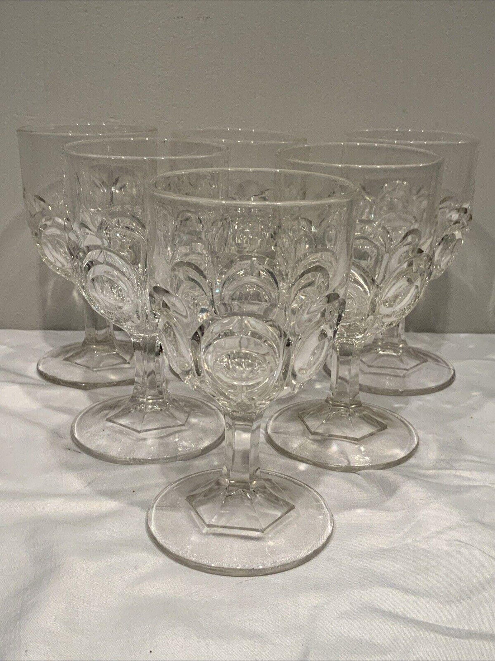 6 Bryce Walker & Co. Filley Texas Bull's Eye Water Wine Goblets EAPG ...