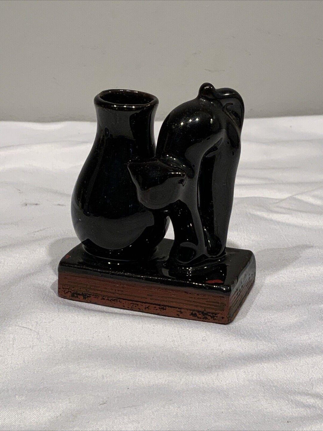 Vintage Japan Arched Black Cat Porcelain Match Stick Holder, Match ...