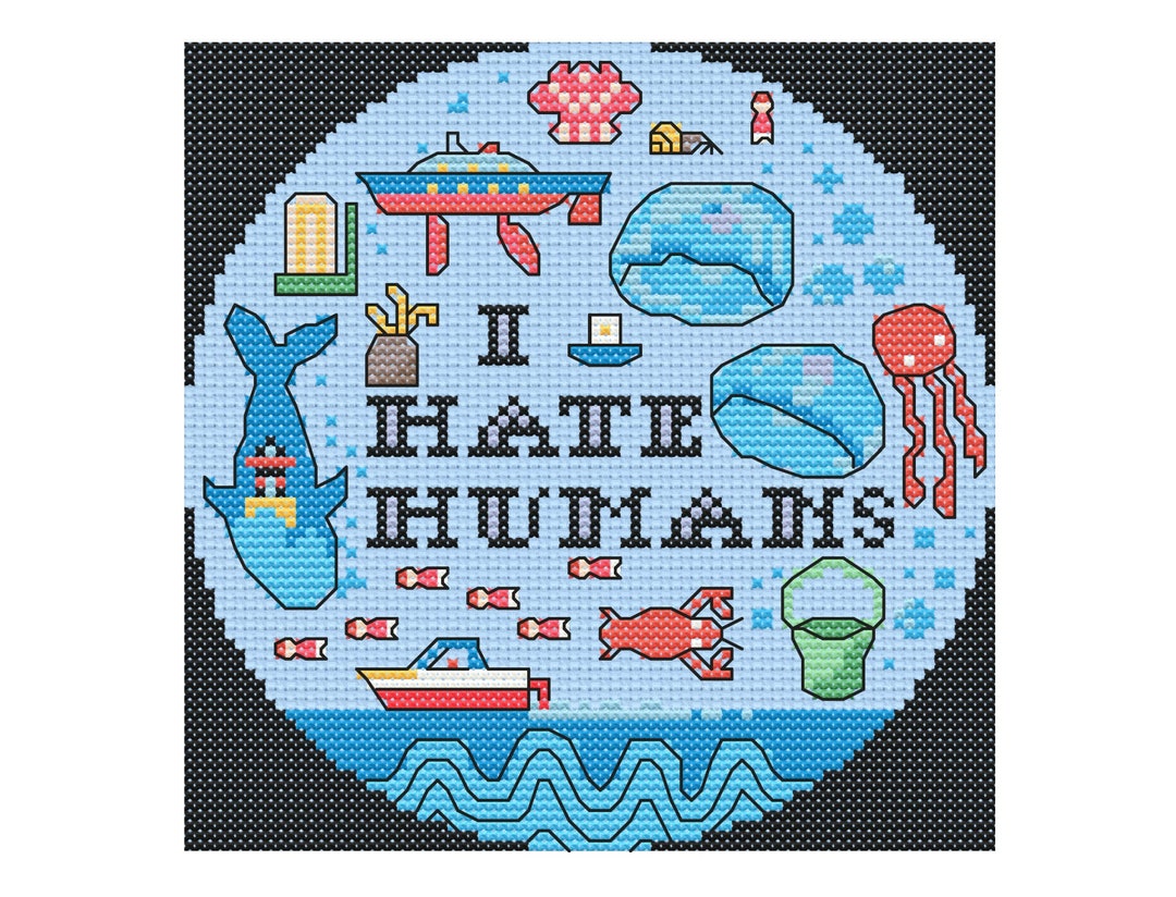 I Hate Humans Anime Inspired Round Cross Stitch Pattern PDF Download - Etsy
