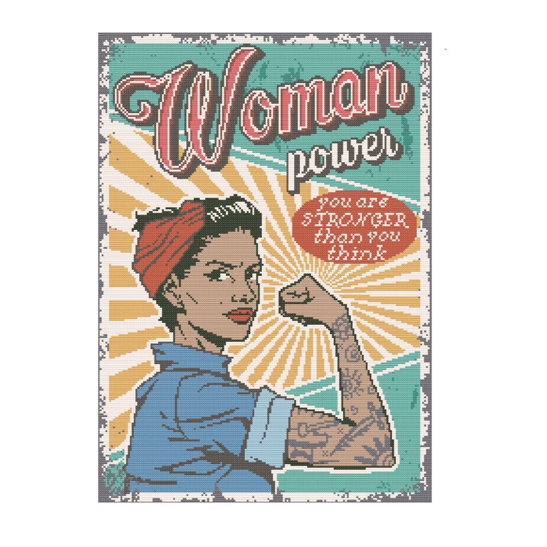 Woman Power Poster Cross Stitch Pattern Women's History Month Feminist ...