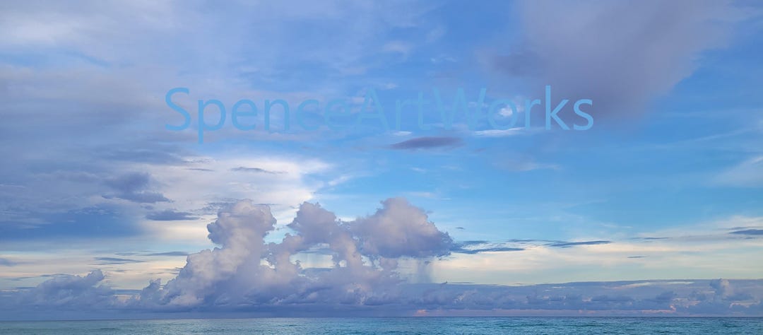 Ocean Cloudscape Printable Wall Art – Turquoise Sky Seascape Photo ...