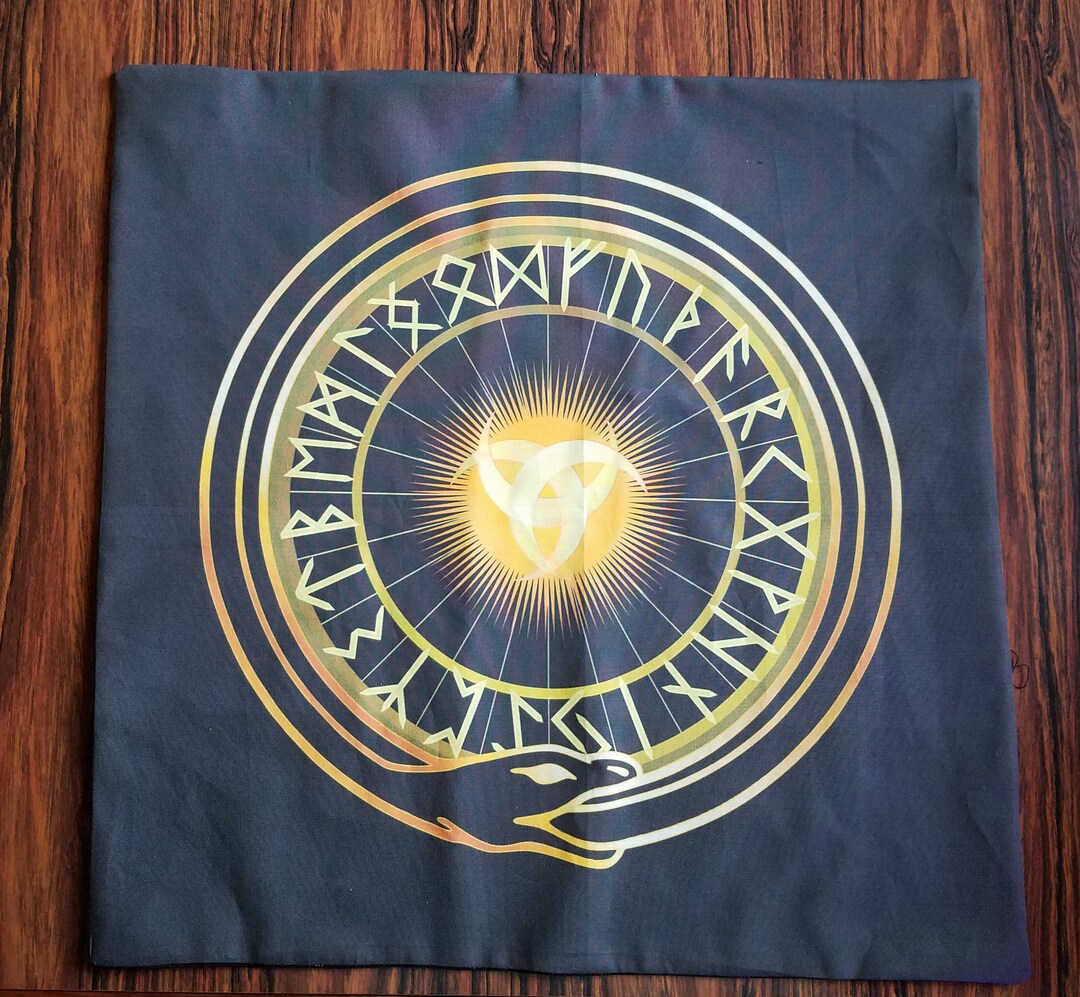 Altar Cloth or Tarot Mat or Rune or Pendulum Mat - Golden Runes With ...