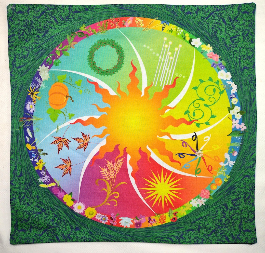 Rainbow Wheel of the Year Pagan or Wicca Altar Cloth or Tarot Mat - Etsy