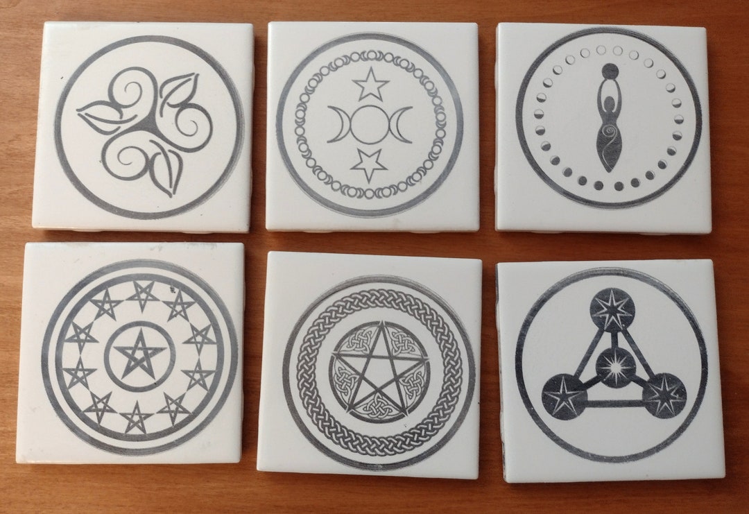 Laser Etched Altar Tiles - Wiccan and Pagan Symbols on Ceramic Tile ...