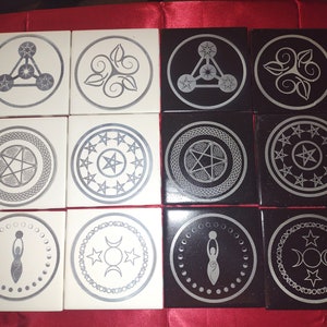 Laser Etched Altar Tiles - Wiccan and Pagan Symbols on Ceramic Tile ...