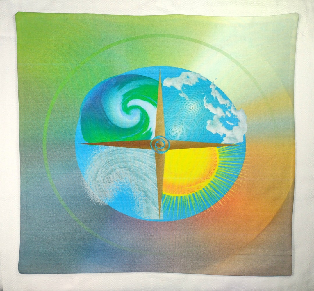 Bright Elemental Powers Altar Cloth or Tarot Mat - Earth, Air, Wind and ...