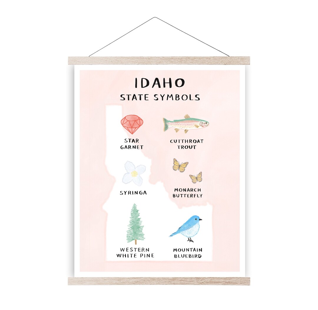 Idaho State Symbols Print (idaho Art - Made in Idaho - Idaho Gift ...