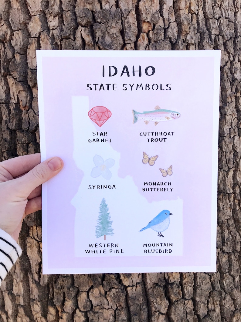Idaho State Symbols Print Idaho art made in Idaho Idaho | Etsy