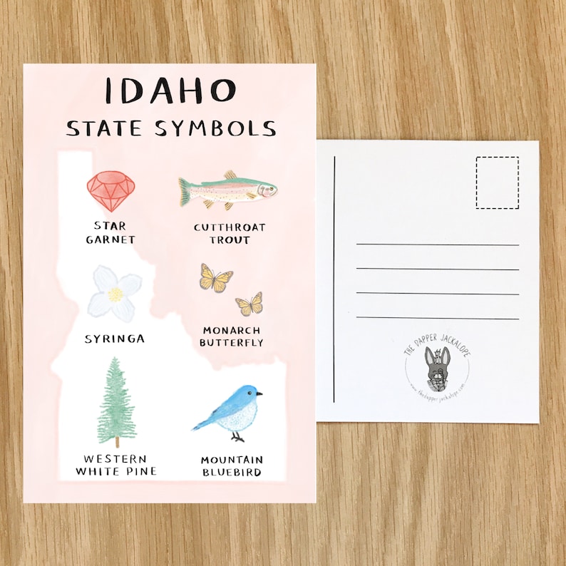 Idaho State Symbols Postcard idaho Postcard Idaho State | Etsy