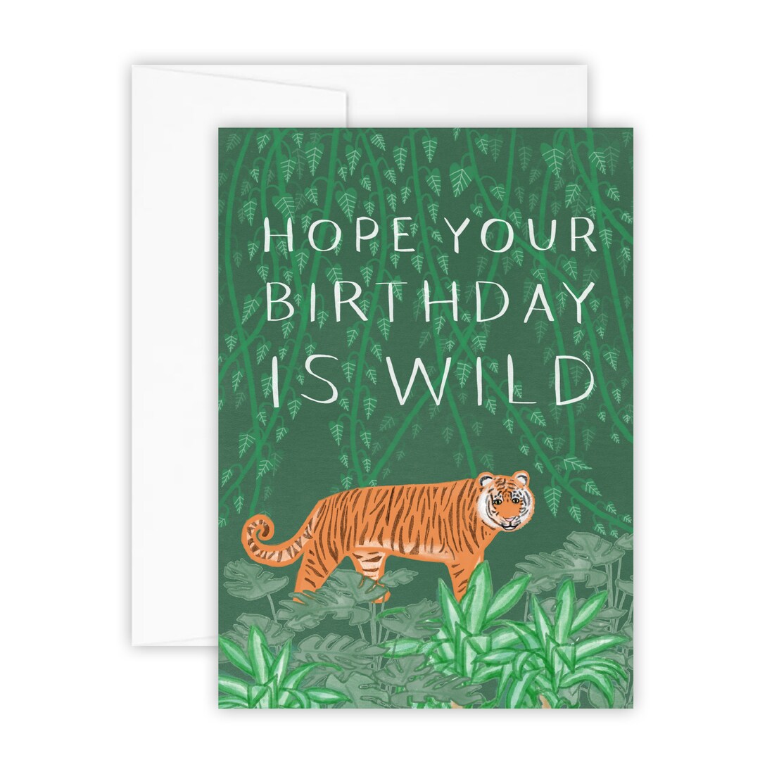 Wild Birthday Card (jungle Birthday - Tiger Birthday Card - Wild ...