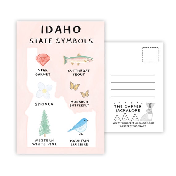 Idaho State Symbols Postcard idaho Postcard Idaho State | Etsy