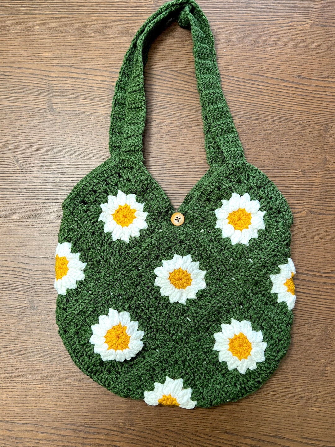 Earth / Daisy Floral Shoulder Bag / Handmade Crochet Shoulder Handbag ...