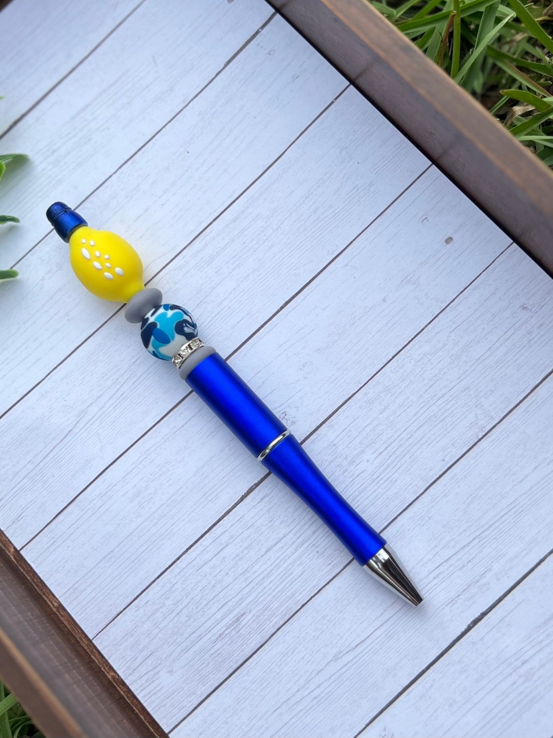 When Life Gives You Lemons Beaded Silicone Pen Ball Point Pen Gift Blue ...