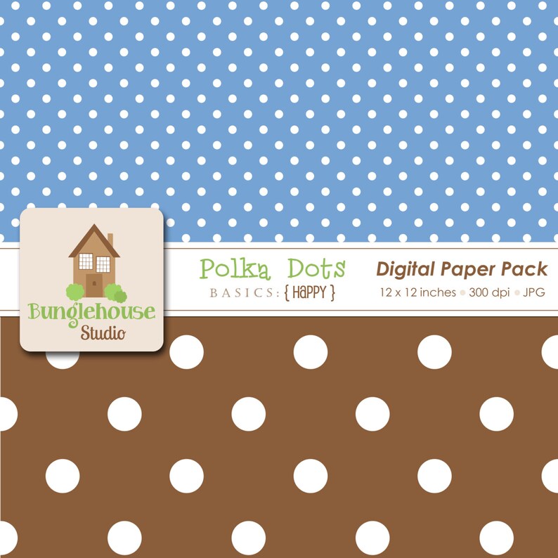 Polka Dot Scrapbook Paper Instant Download Digital Paper Pack Happy ...