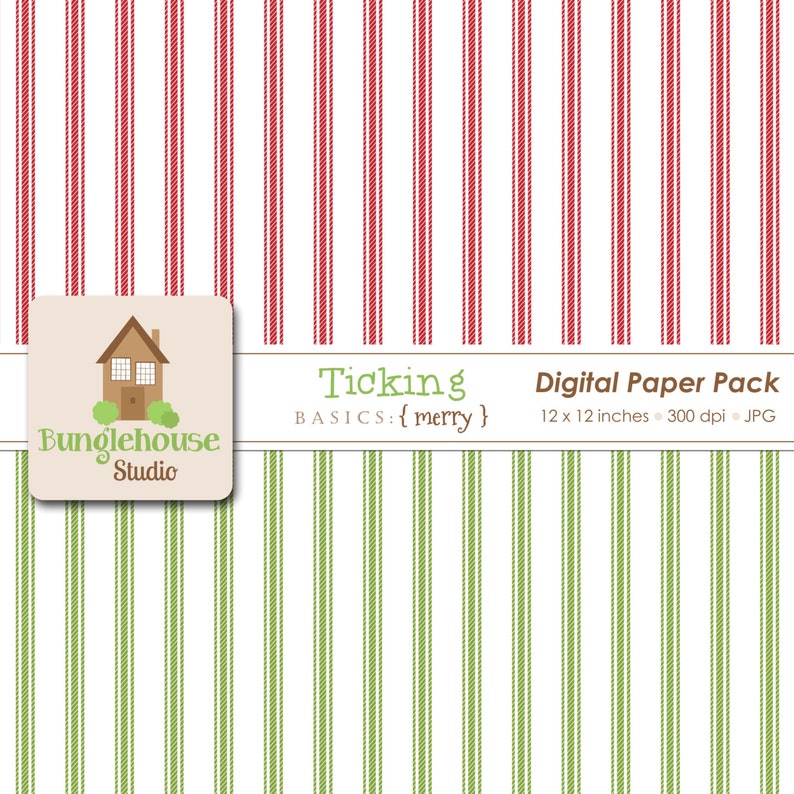 Christmas Ticking Digital Paper | Ticking Background | Red & Green ...