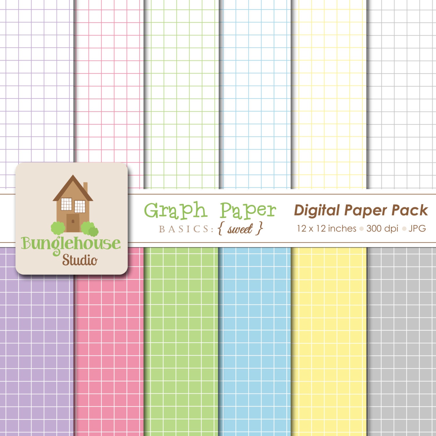 Pastel Digital Graph Paper | Grid Paper Pack | Instant Download ...