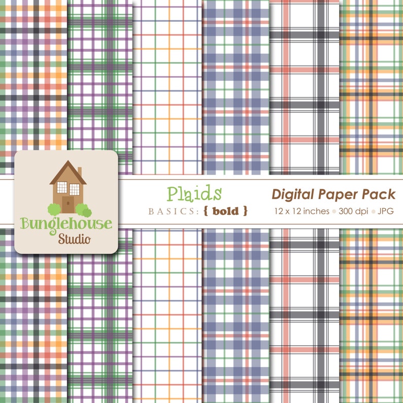 Plaid Digital Paper Pack Instant Download Digital Scrapbooking Basics ...