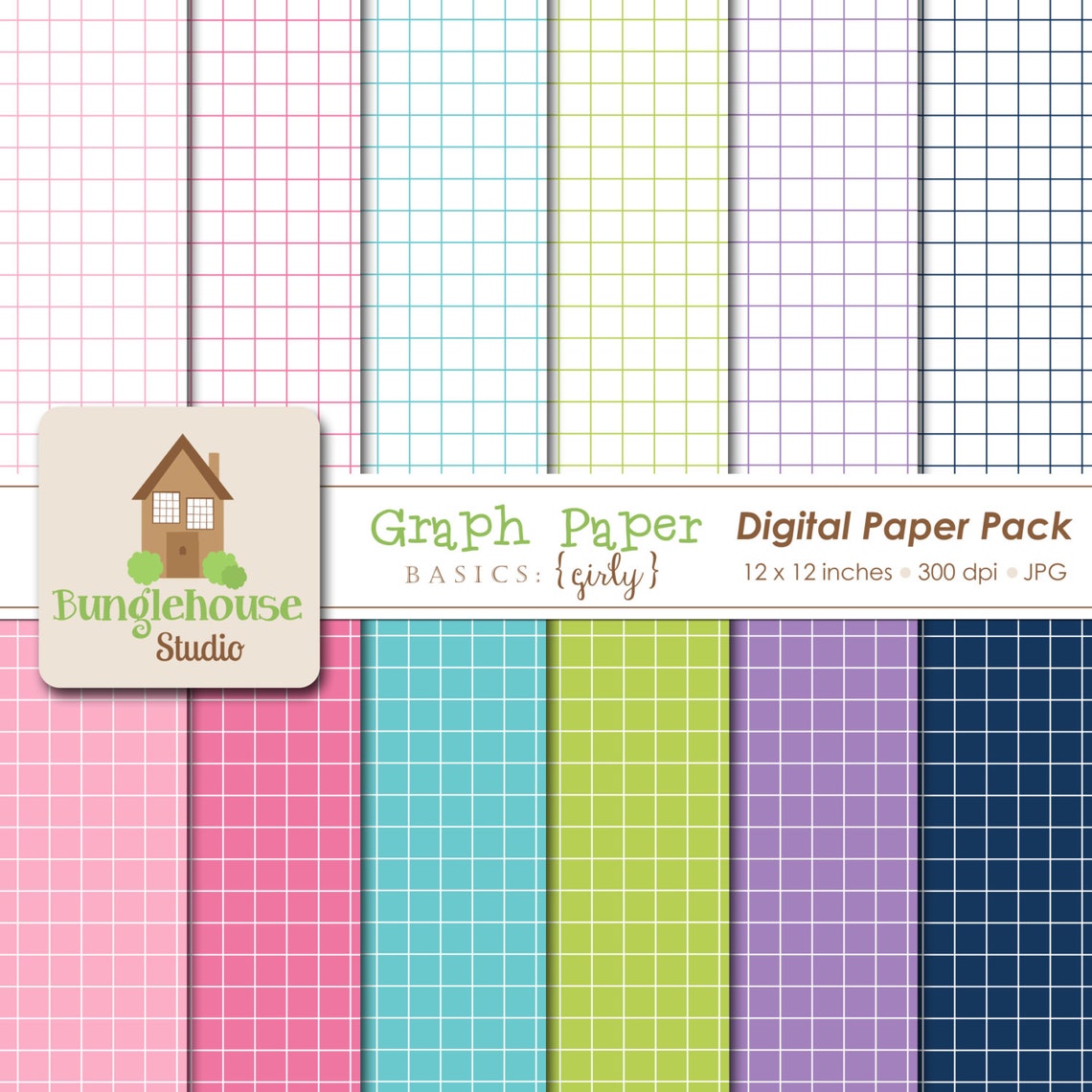 Digital Graph Paper | Instant Download | Grid Paper Downloads | Pink ...