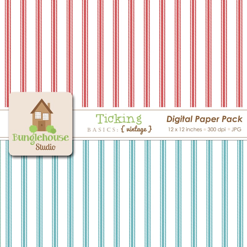 Vintage Style Digital Ticking Papers - Etsy