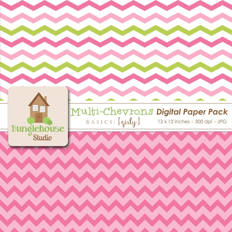 Multi Chevron Digital Paper Pack | Multi Color Chevron Stripe | Digital ...