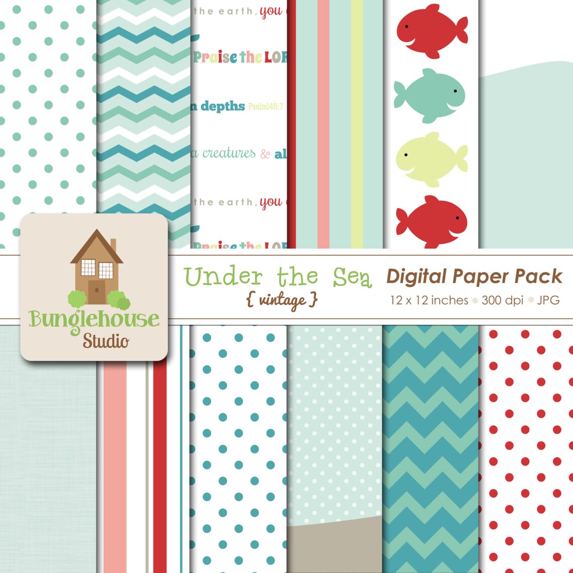Under the Sea Digital Paper Pack | Instant Download | Bible Verse ...
