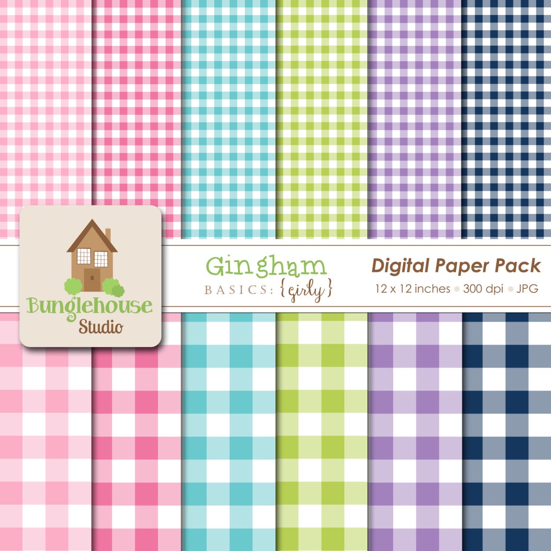 Gingham Digital Paper Pack Instant Download Digital Scrapbooking Basics ...