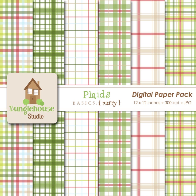 Christmas Plaids Digital Papers | Merry Christmas Paper Pack | Instant ...