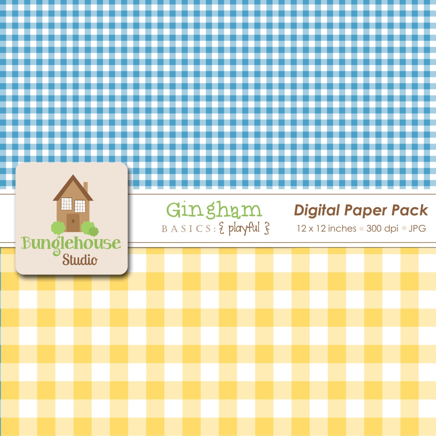 Gingham Digital Paper Pack Instant Download Digital Scrapbooking Basics ...