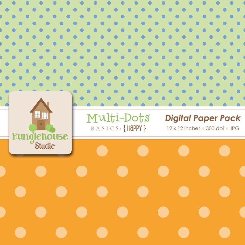 Polka Dot Digital Paper Pack | Instant Download | Multi Dots Digital ...