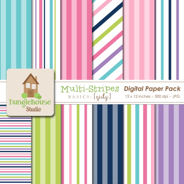 Stripe Digital Paper - Etsy